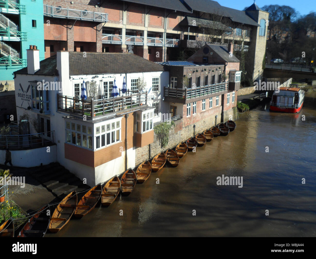 The boathouse on the river Wear in Durham city, County Durham, England ...