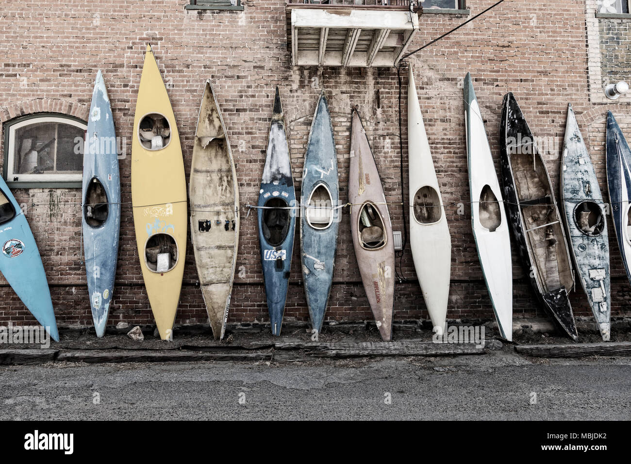 Old kayaks hi-res stock photography and images - Alamy