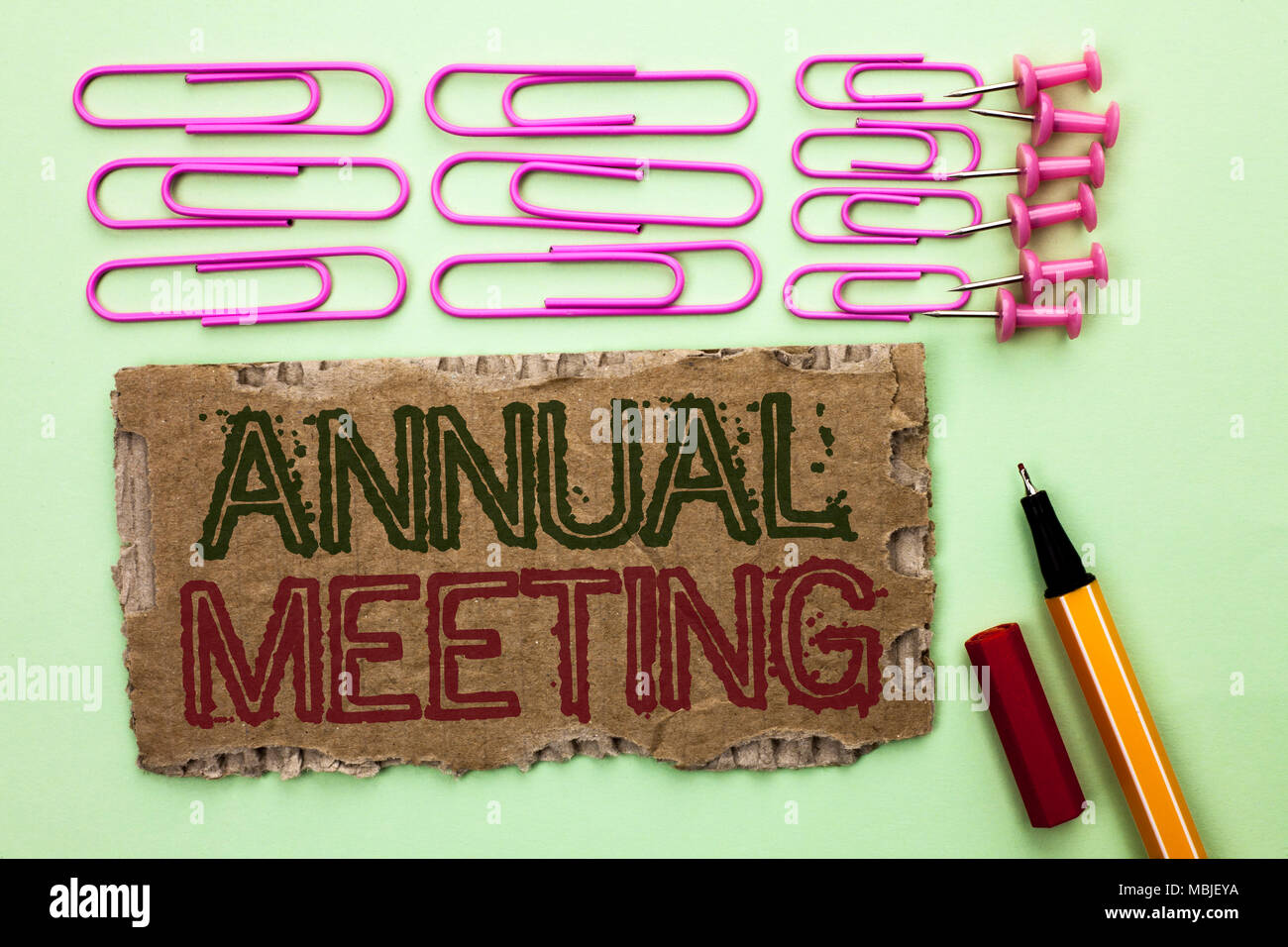 Handwriting text writing Annual Meeting. Concept meaning Yearly Company ...