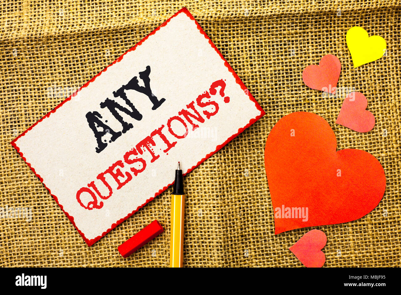 Handwriting text Any Questions Question. Concept meaning Need to ask ...