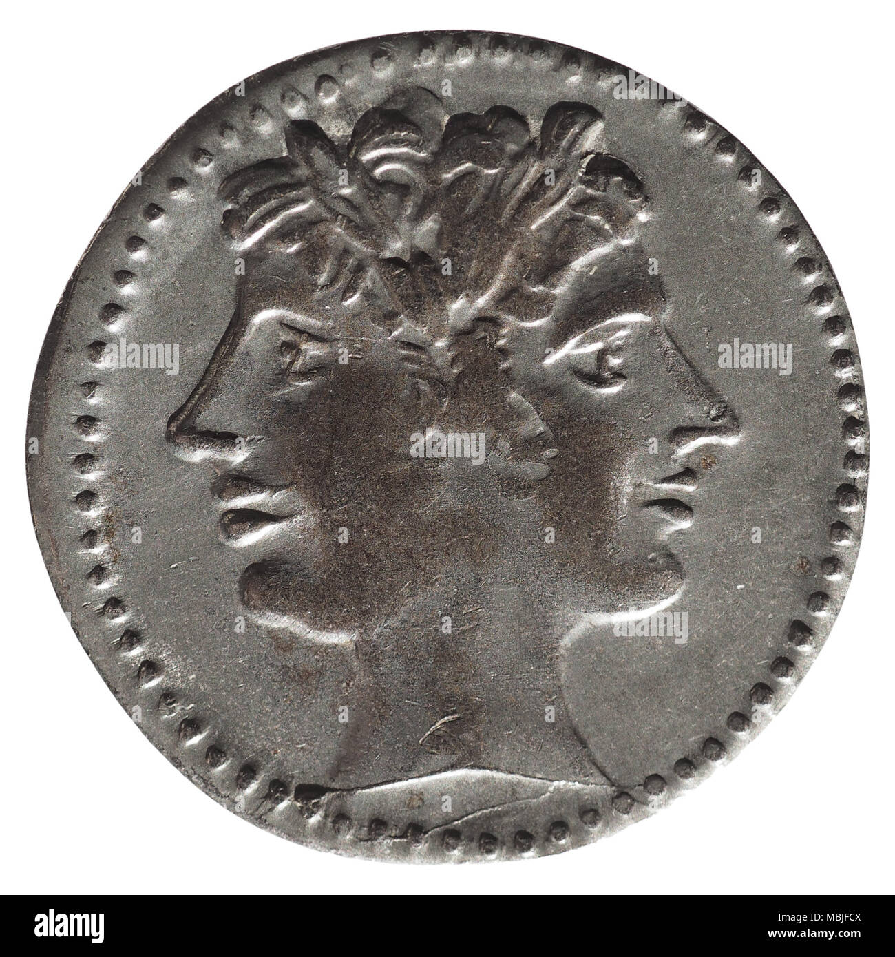 Ancient roman coin with Janus isolated over white background Stock ...