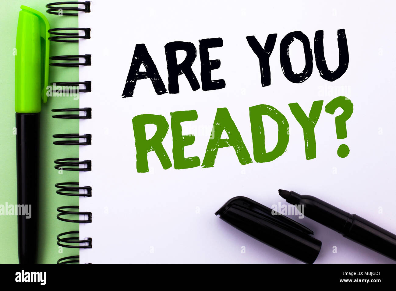 Text sign showing Are You Ready Question. Conceptual photo Be Prepared ...