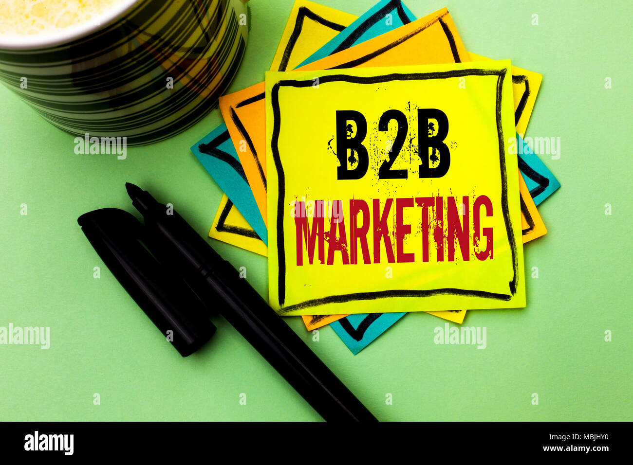 Handwriting text writing B2B Marketing. Concept meaning Business to ...