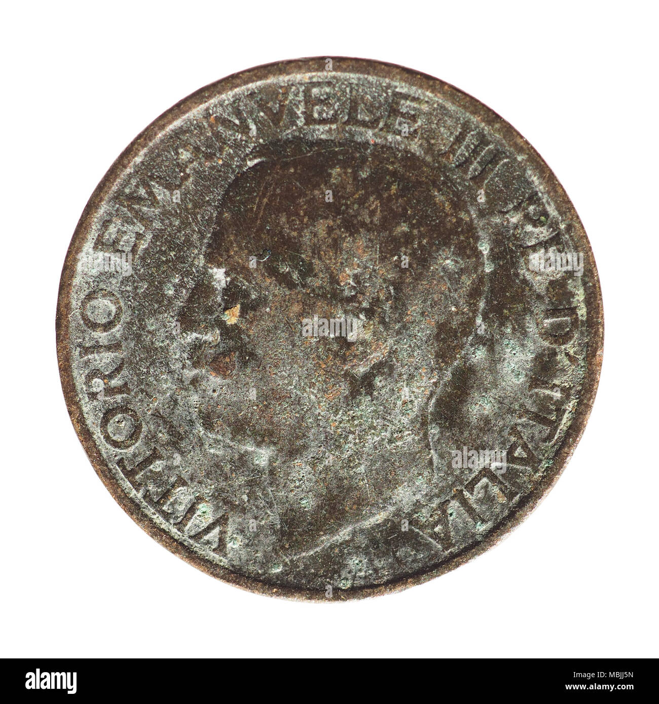 Old Italian 1 Lira coin with Vittorio Emanuele III King and Imperator ...