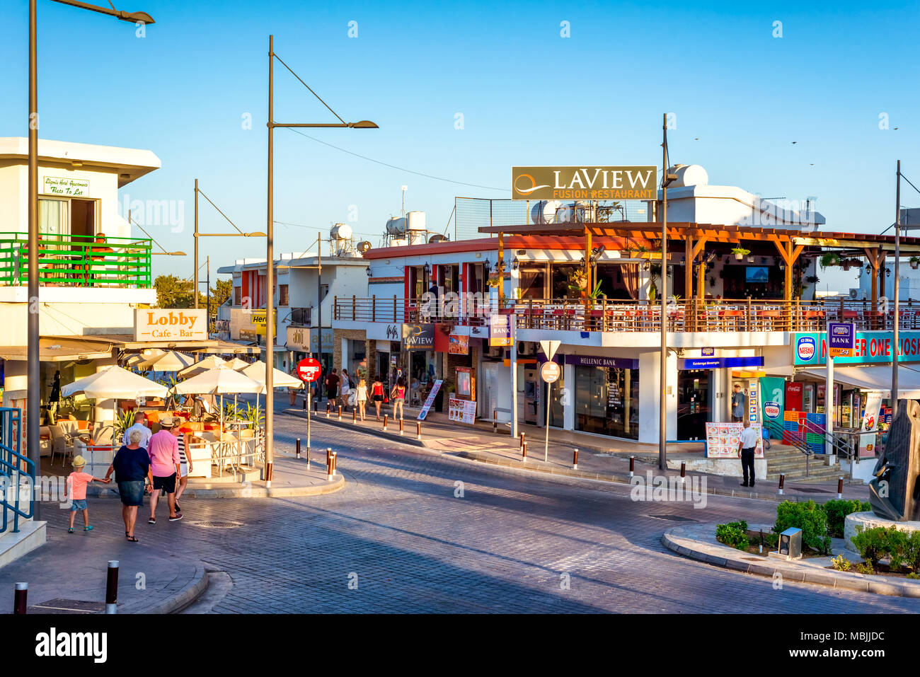 AYIA NAPA, CYPRUS - AUGUST 18, 2016: View of town centre Stock Photo ...