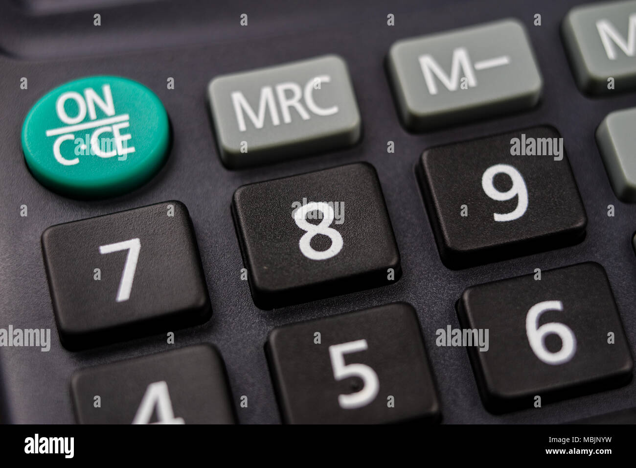 The keyboard of the calculator on a larger scale. Buttons with ...
