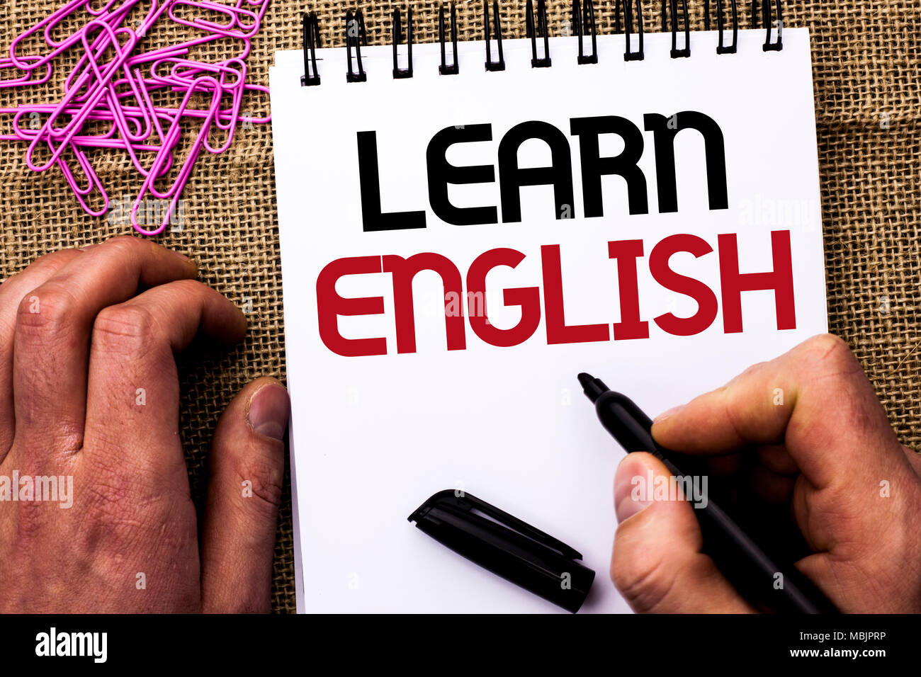 Text sign showing Learn English. Conceptual photo Study another Language Learn Something Foreign ...
