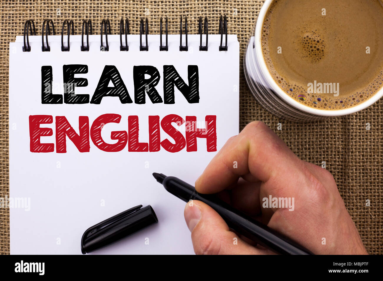 Text sign showing Learn English. Conceptual photo Study another Language Learn Something Foreign ...