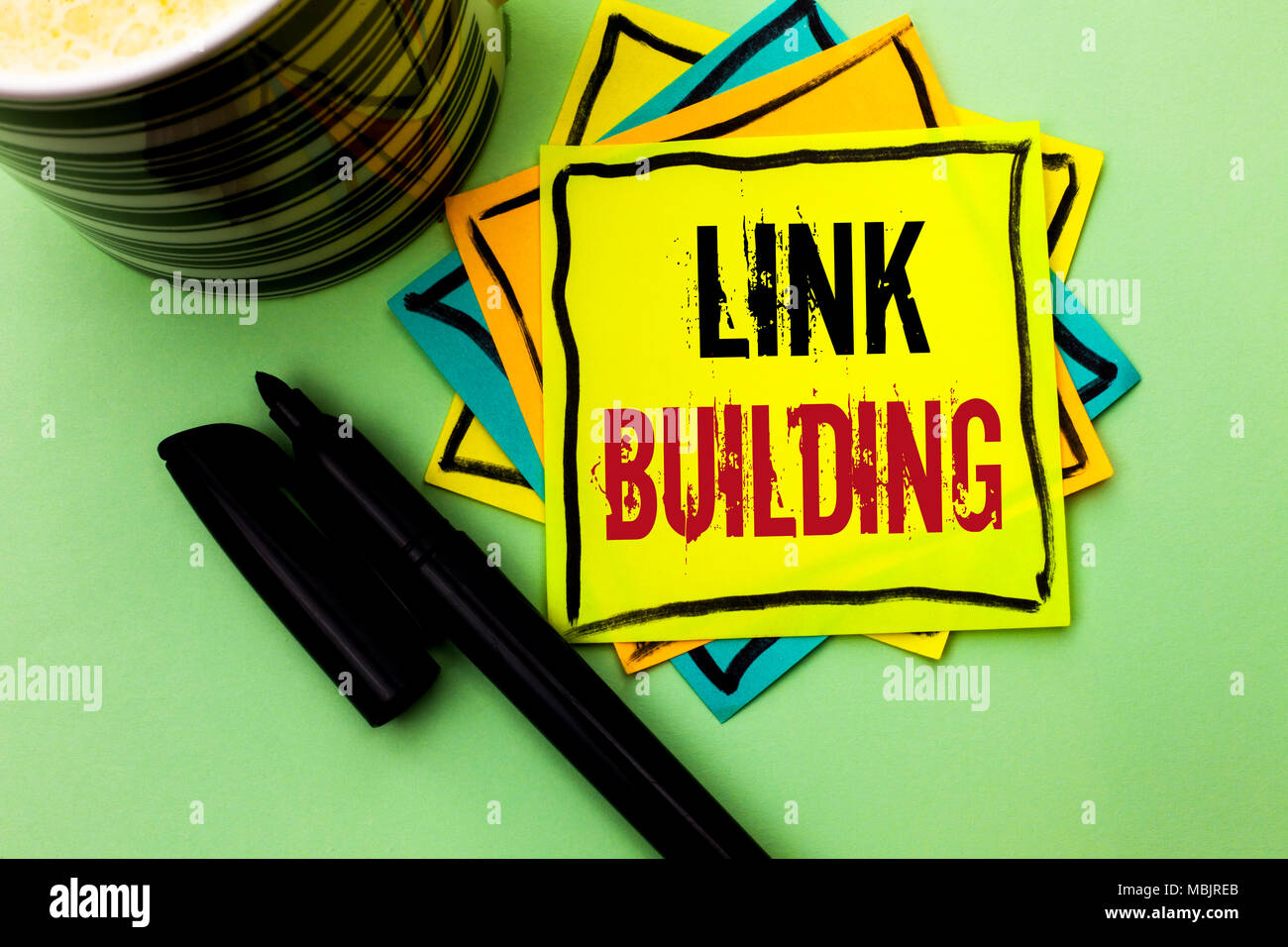 Handwriting text writing Link Building. Concept meaning Process of ...
