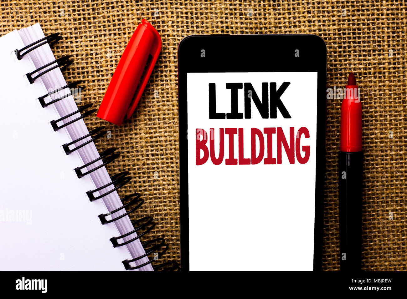 Handwriting text Link Building. Concept meaning Process of acquiring ...