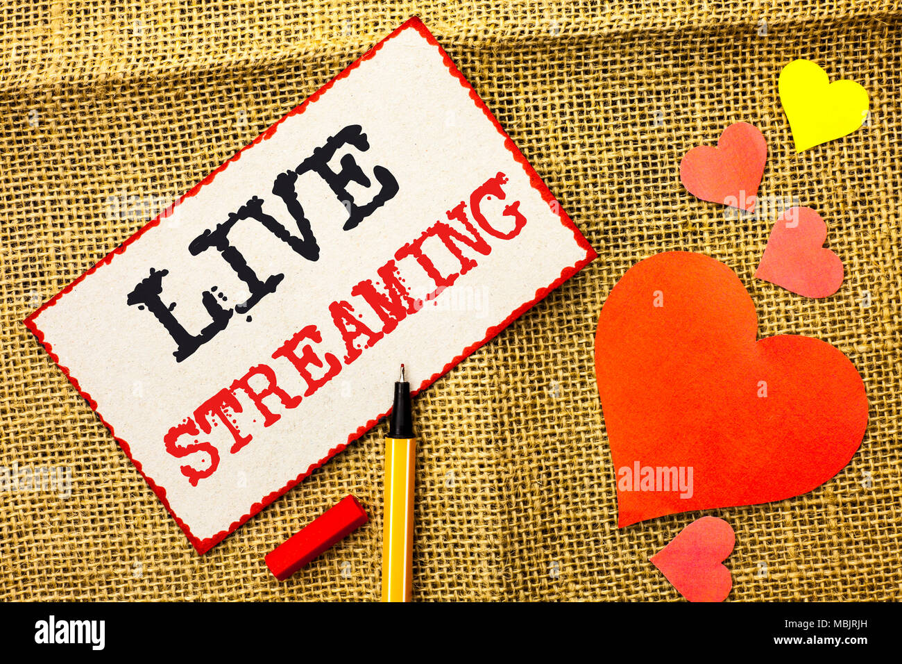 Handwriting text Live Streaming. Concept meaning Media real-time ...
