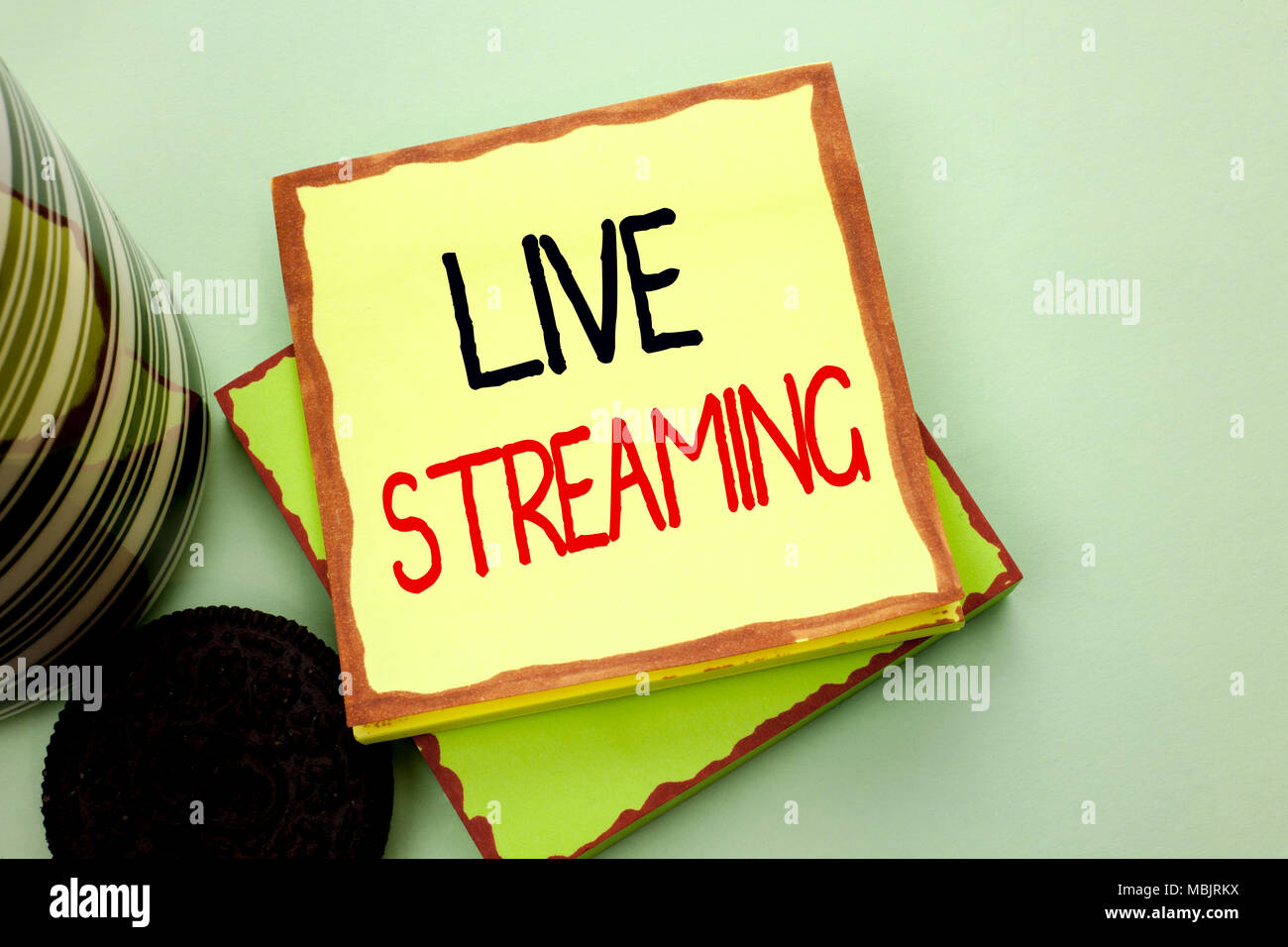 Conceptual hand writing showing Live Streaming. Business photo ...