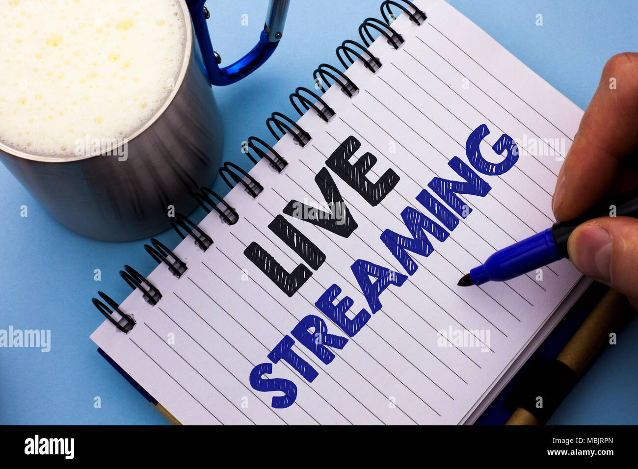 Conceptual hand writing showing Live Streaming. Business photo text ...
