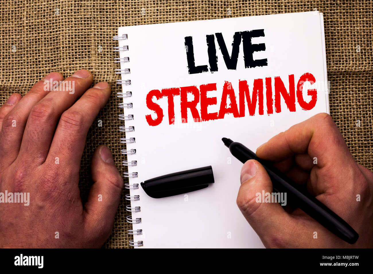 Handwriting text writing Live Streaming. Concept meaning Media real ...