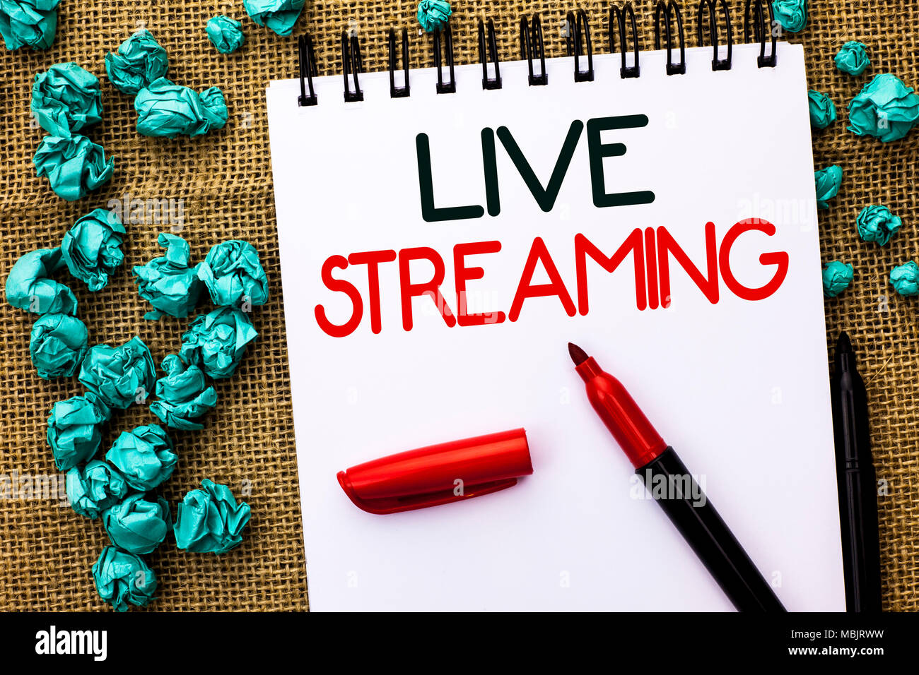 Writing note showing Live Streaming. Business photo showcasing Media ...
