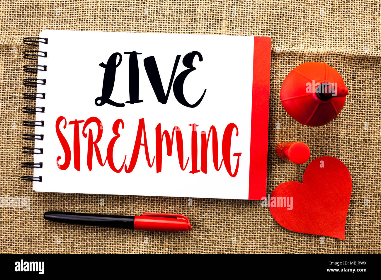 Handwriting text writing Live Streaming. Concept meaning Media real ...