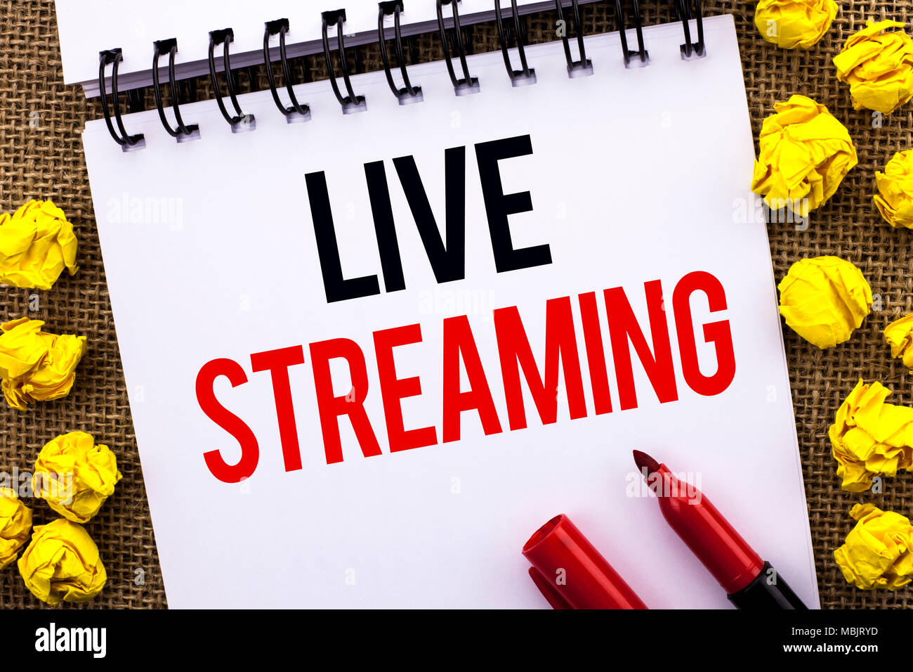 Handwriting text Live Streaming. Concept meaning Media real-time ...