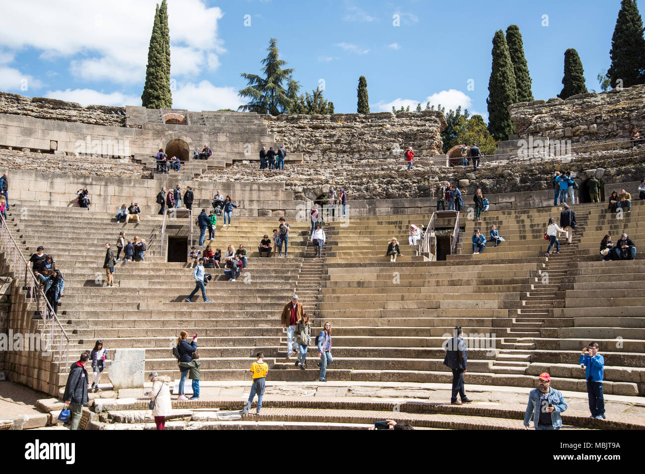 Amphitheatre of Merida, Badajoz, Spain Stock Photo - Alamy