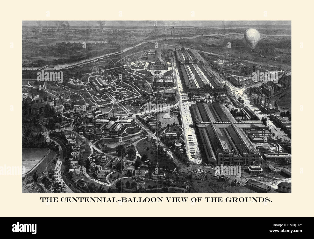 The Centennial-Balloon View of the Grounds Stock Photo - Alamy