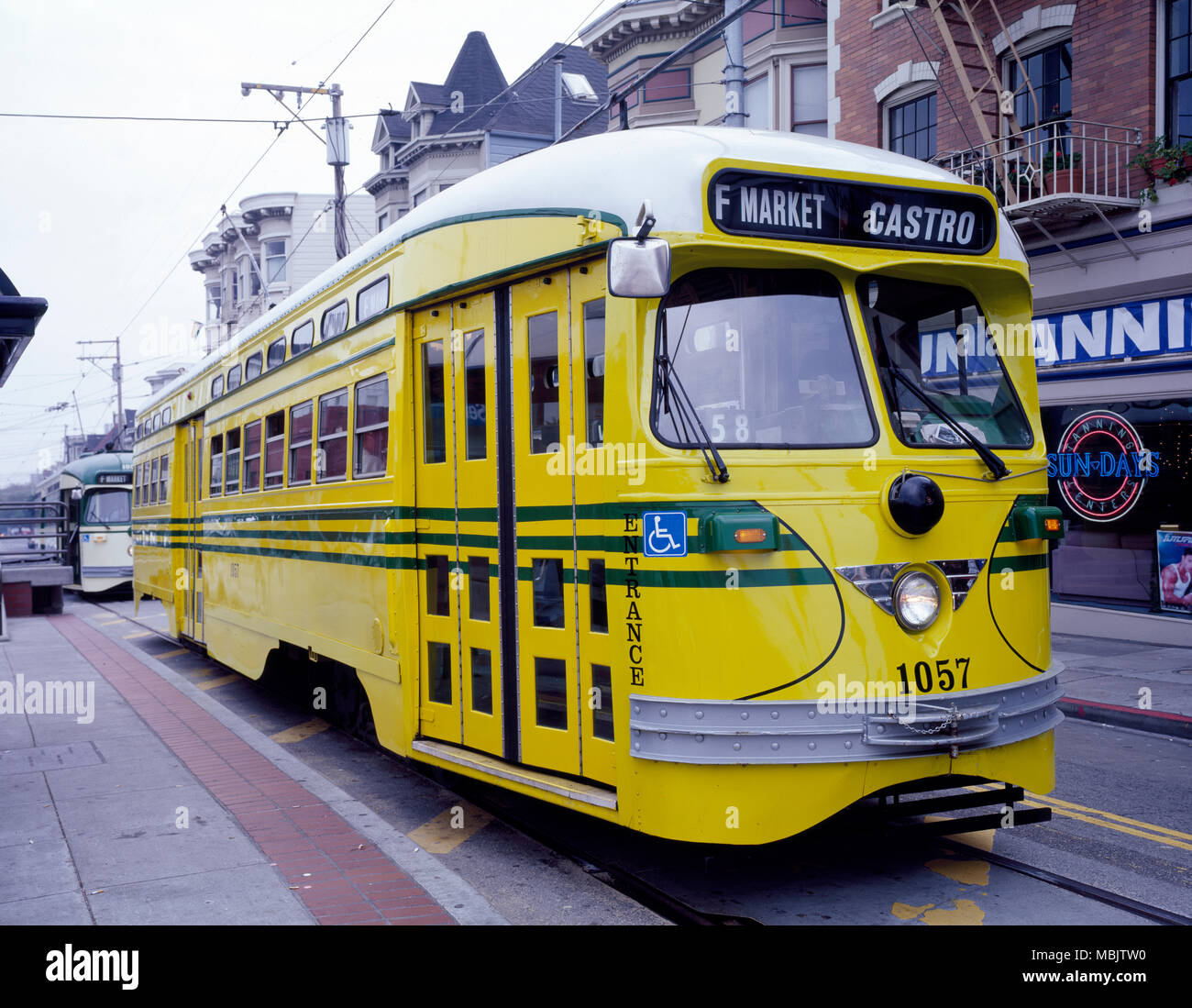 Yellow Trolley Making Tracks Thru San Francisco Stock Photo - Alamy