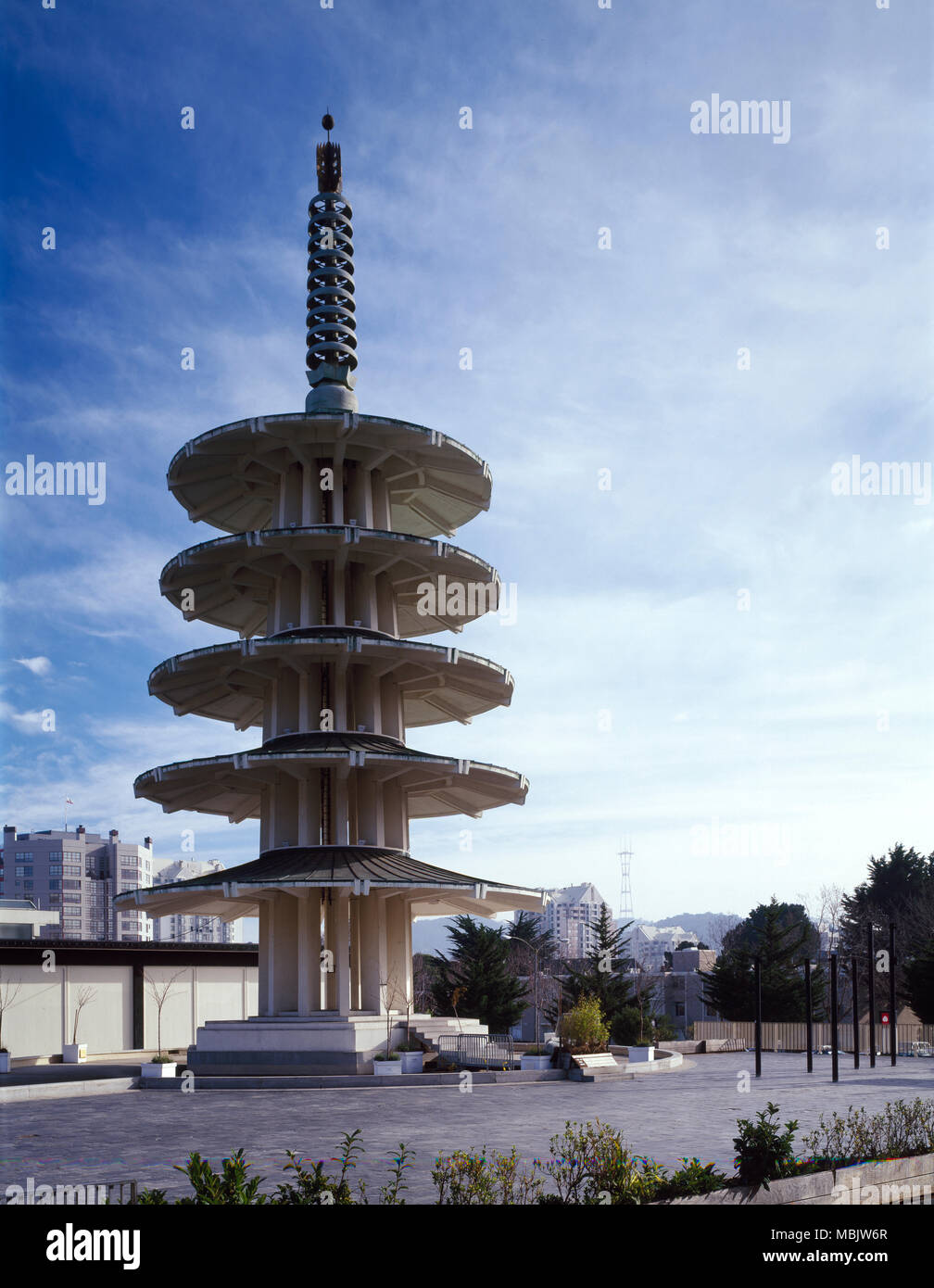 5 Tiered Concrete Japanese Stupa Stock Photo - Alamy