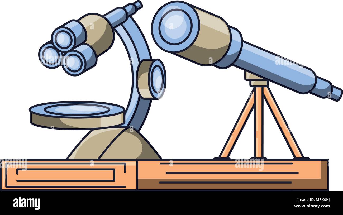 microscope and telescope icon over white background, colorful design ...