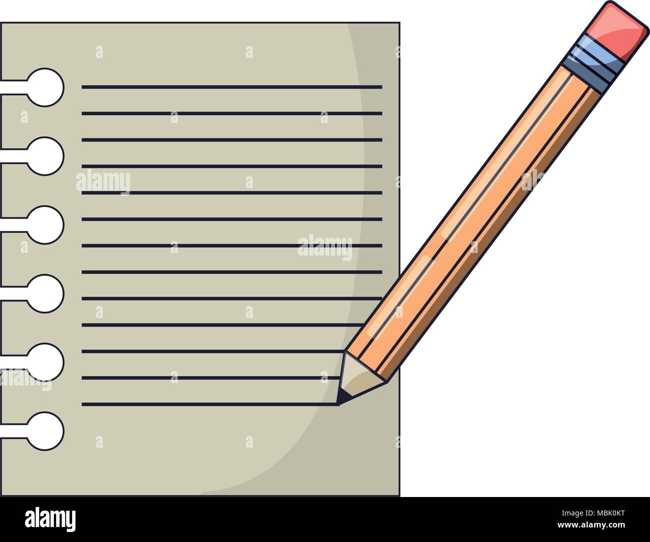 notebook sheet and pencil icon over white background, colorful design ...