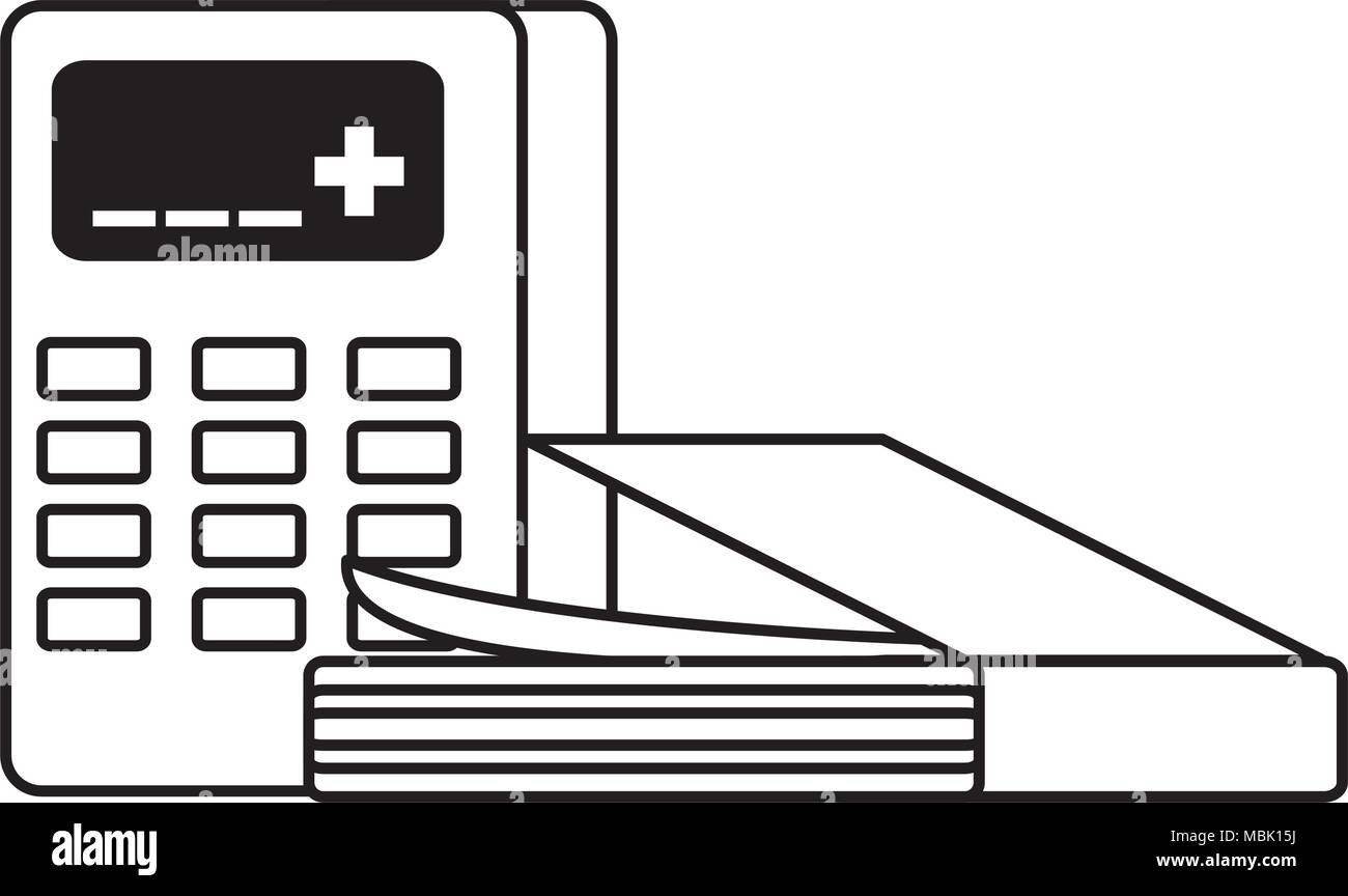 book and calculator icon over white background, vector illustration ...