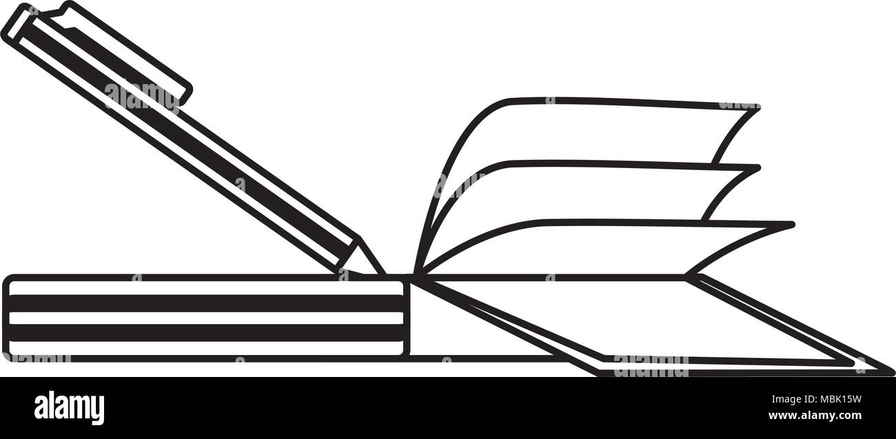 pen and book icon over white background, vector illustration Stock ...