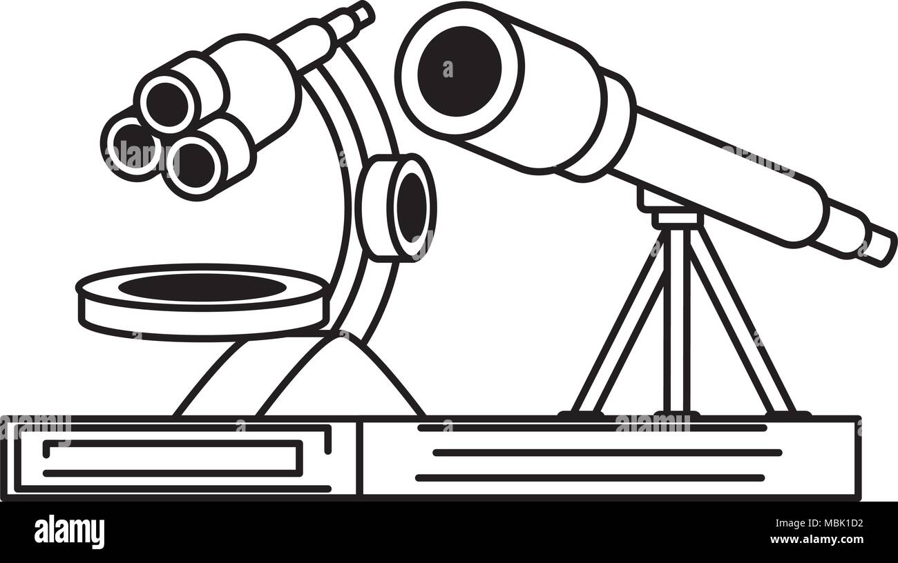 microscope and telescope icon over white background, vector ...