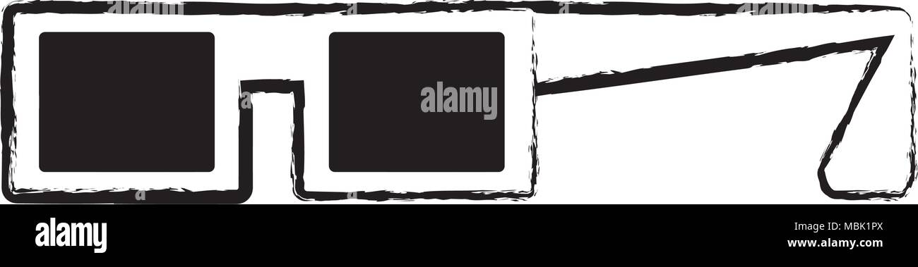 sketch of square glasses icon over white background, vector ...