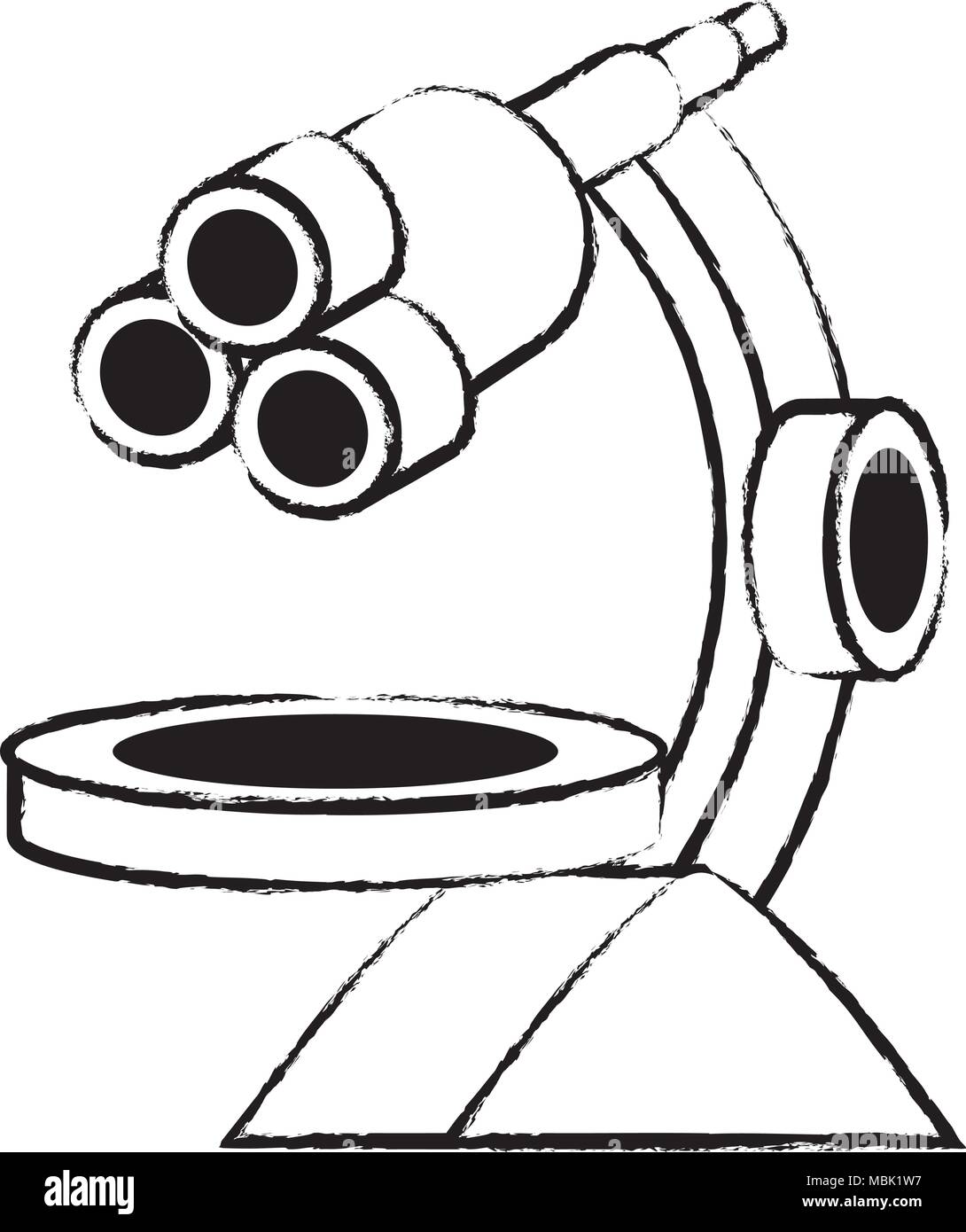 sketch of microscope tool icon over white background, vector ...