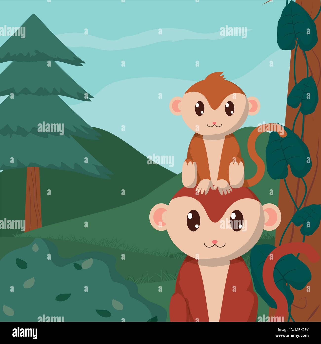 Monkeys cute animals cartoons Stock Vector Image & Art - Alamy