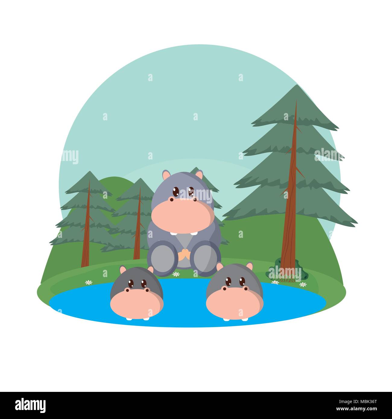 Hippos family Stock Vector Images - Alamy