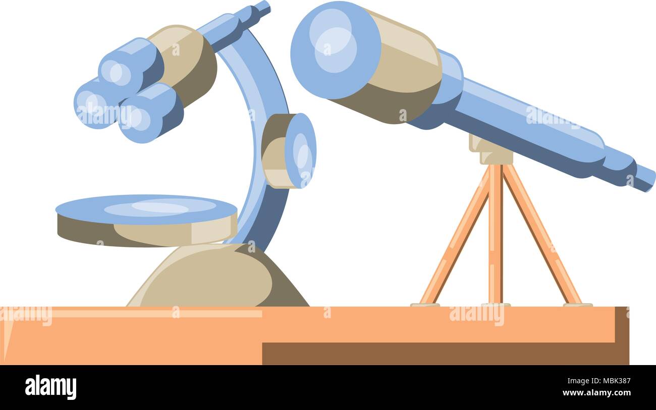 microscope and telescope icon over white background, colorful design ...
