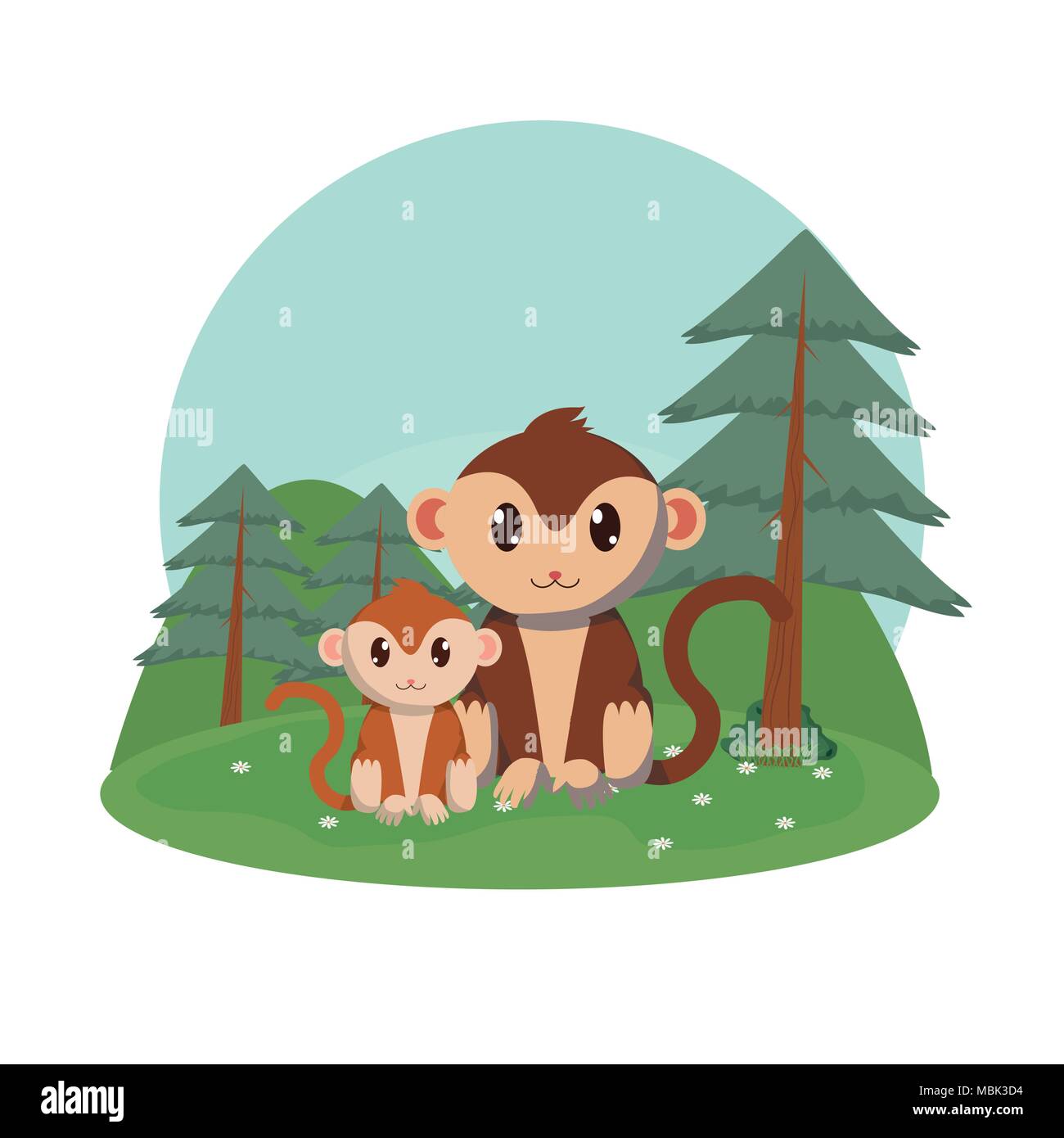 Monkeys cute animals cartoons Stock Vector Image & Art - Alamy