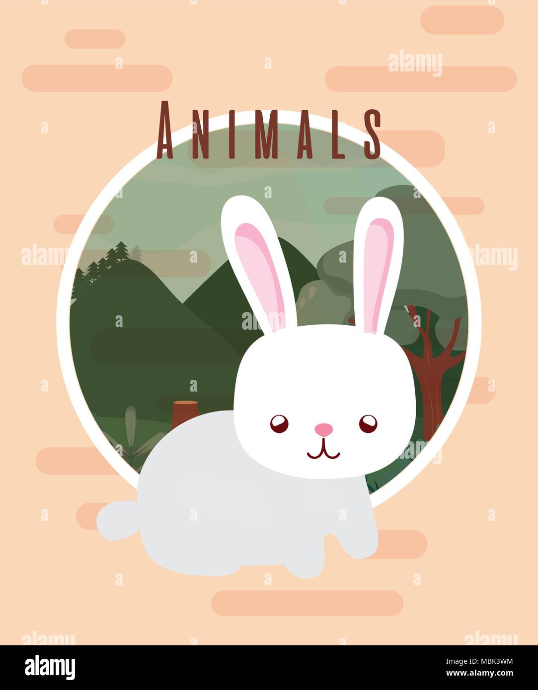 Rabbit cute animal card Stock Vector Image & Art - Alamy