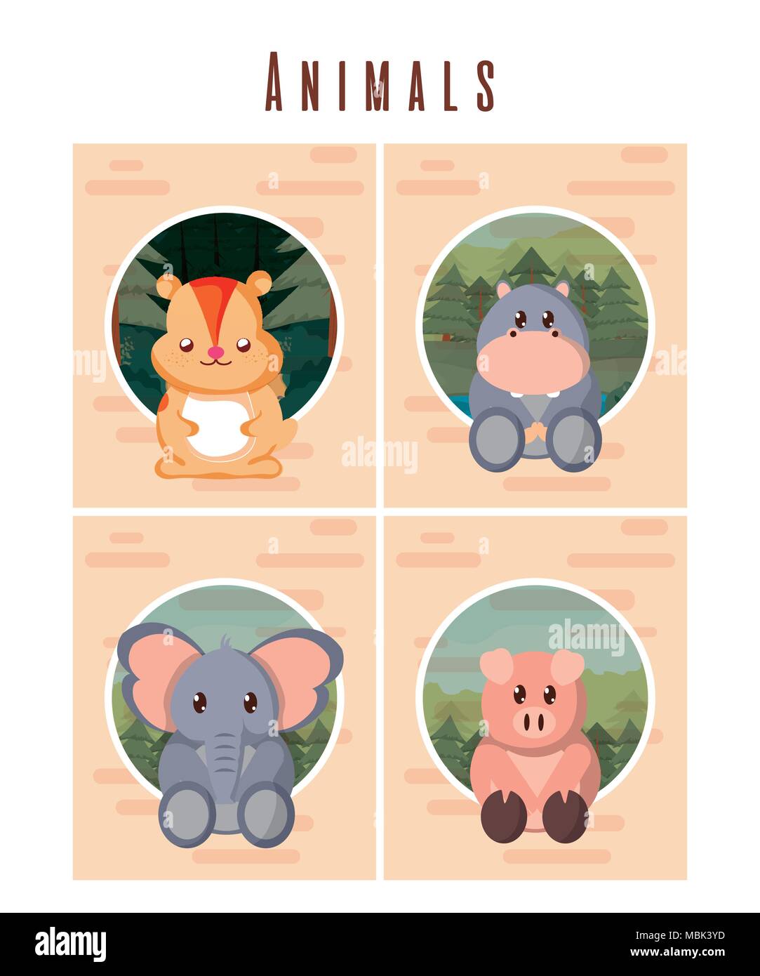 Set of cute animals cards Stock Vector Image & Art - Alamy