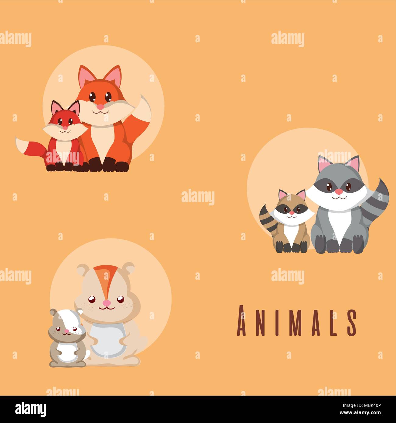 Set of cute animals cartoons Stock Vector Image & Art - Alamy
