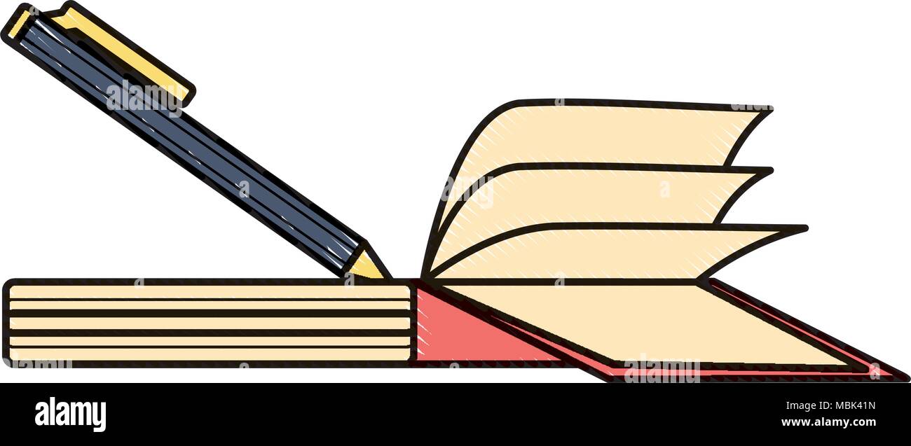 pen and book icon over white background, colorful design. vector ...