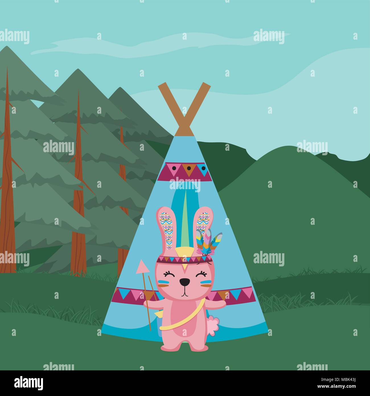 Rabbit cute hippie cartoon Stock Vector Image & Art - Alamy