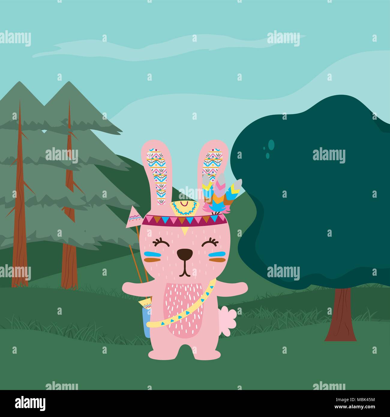 Rabbit cute hippie cartoon Stock Vector Image & Art - Alamy
