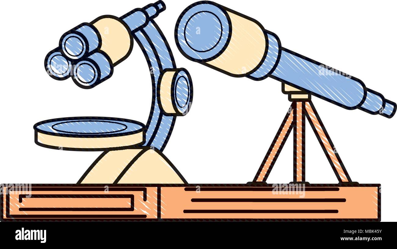 microscope and telescope icon over white background, colorful design ...