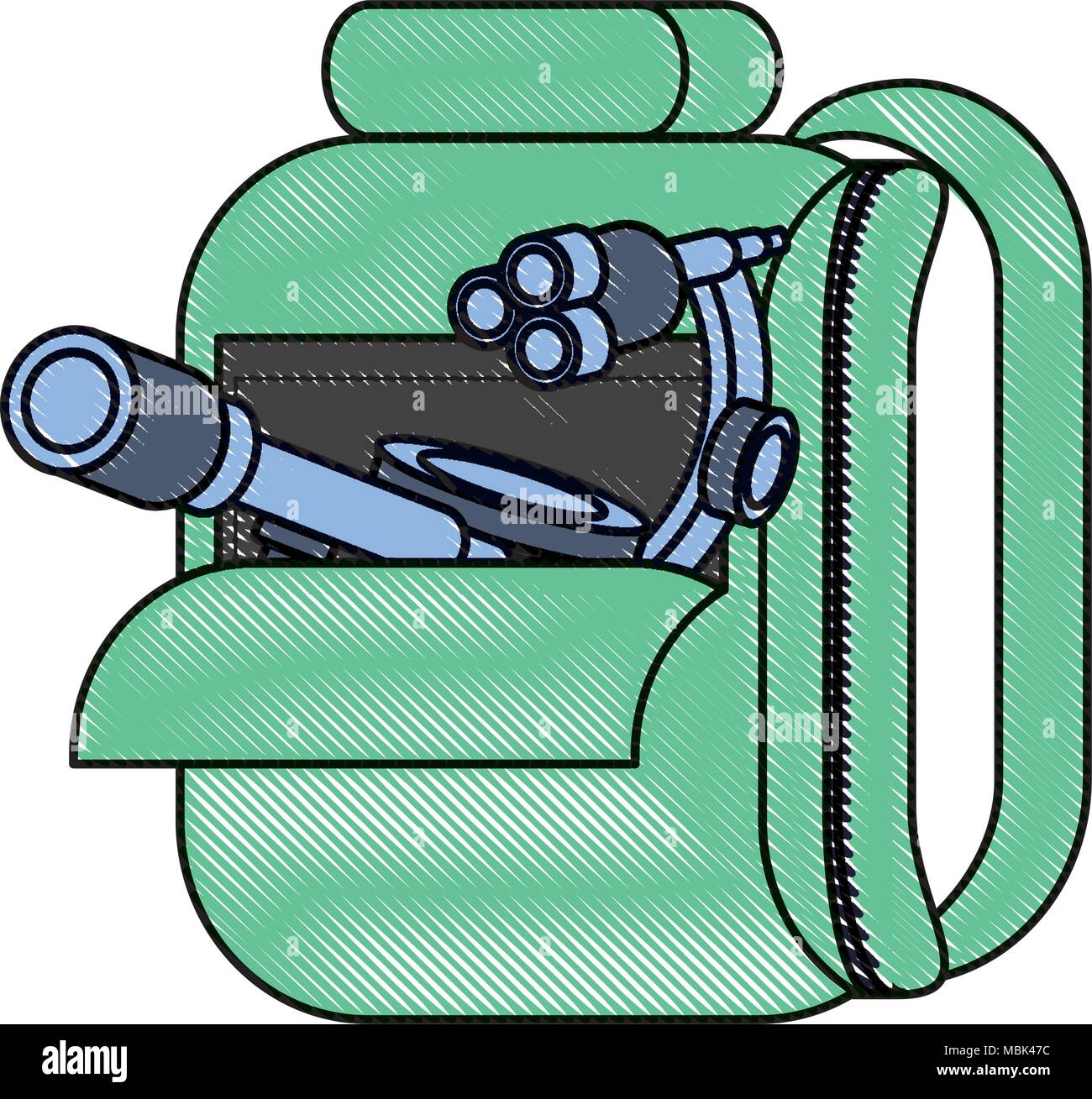 school backpack with microscope over white background, colorful design. vector illustration ...