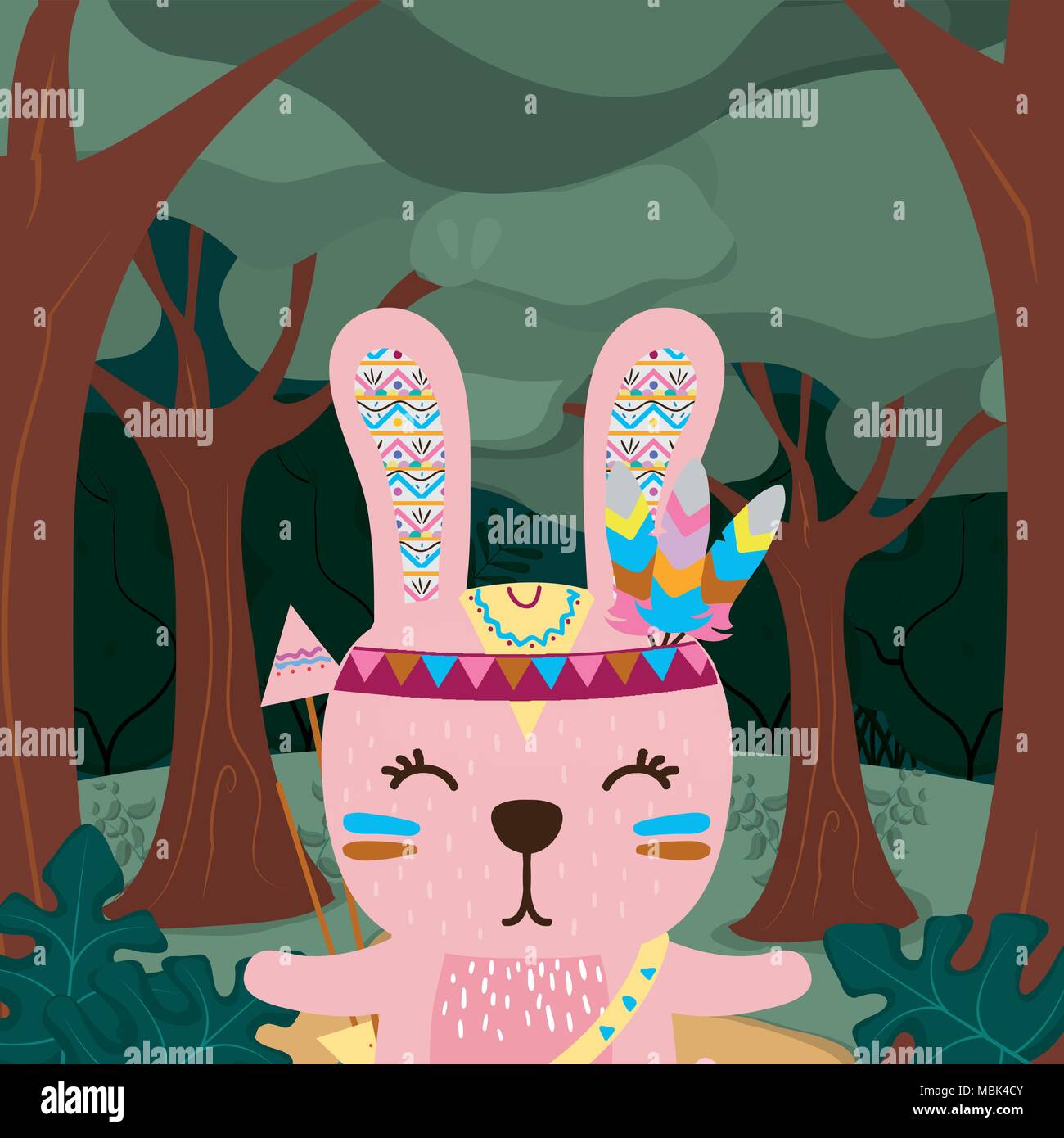 Rabbit cute hippie cartoon Stock Vector Image & Art - Alamy