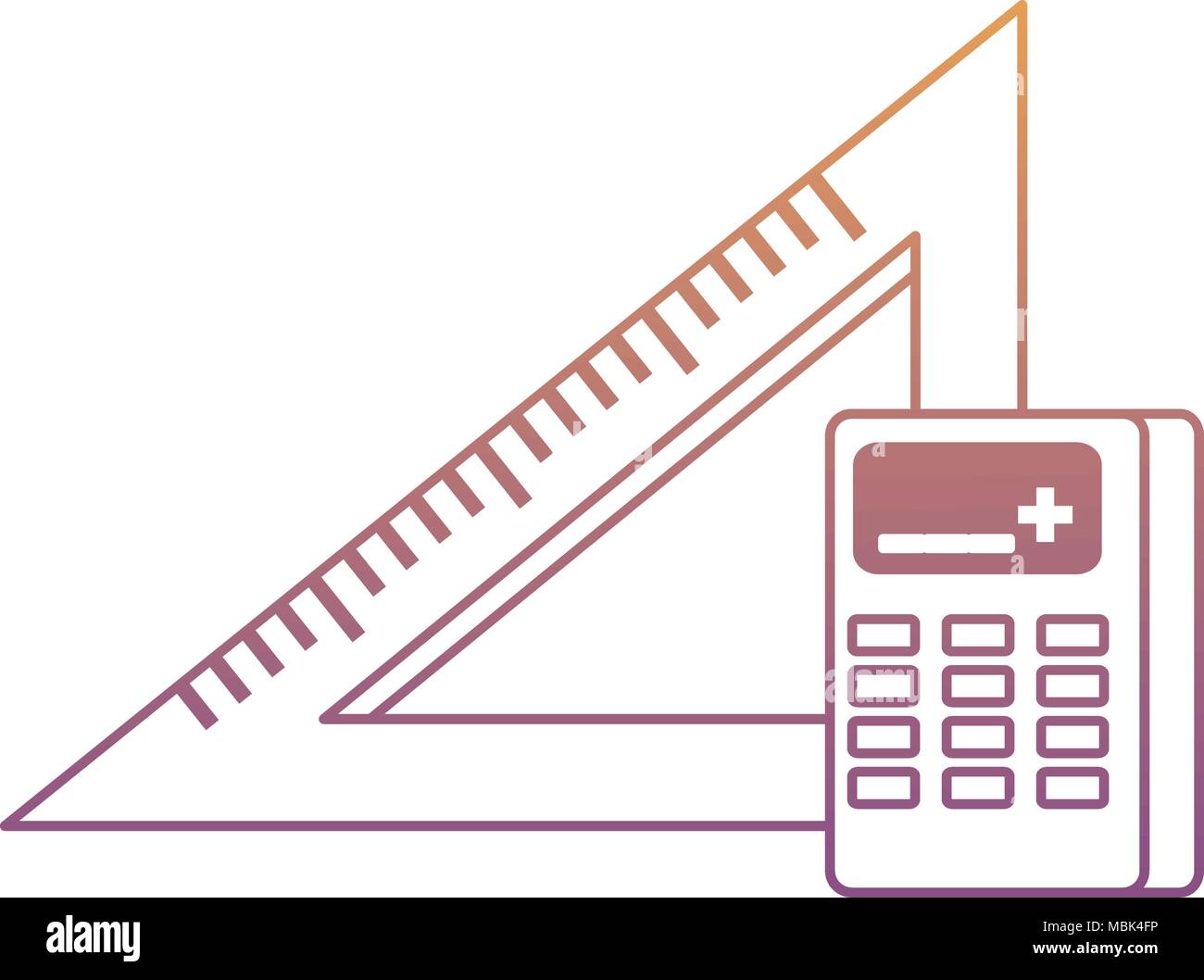 calculator and ruler squad over white background, colorful design ...