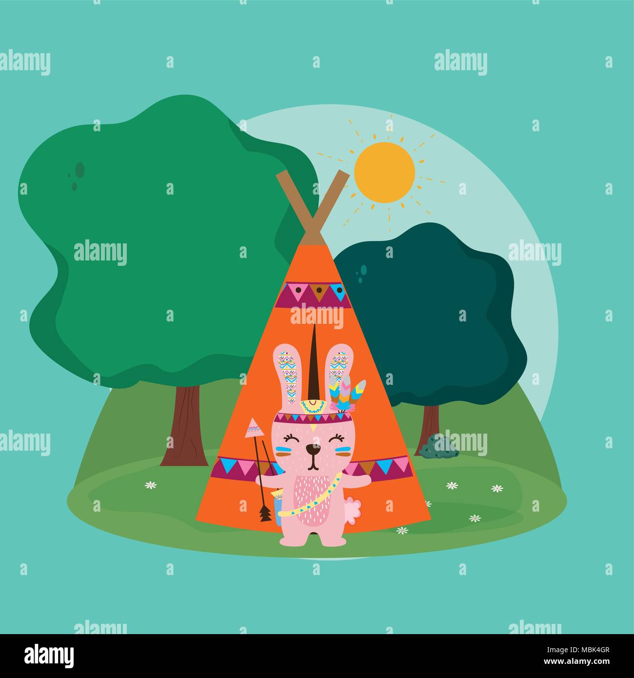 Rabbit cute hippie cartoon Stock Vector Image & Art - Alamy