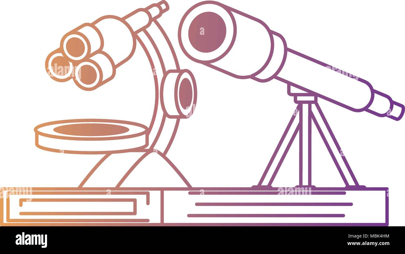 microscope and telescope icon over white background, colorful design ...