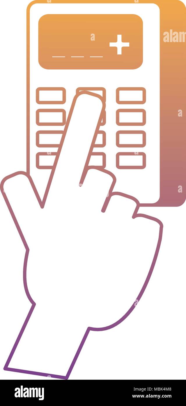 hand with calculator icon over white background, colorful design ...
