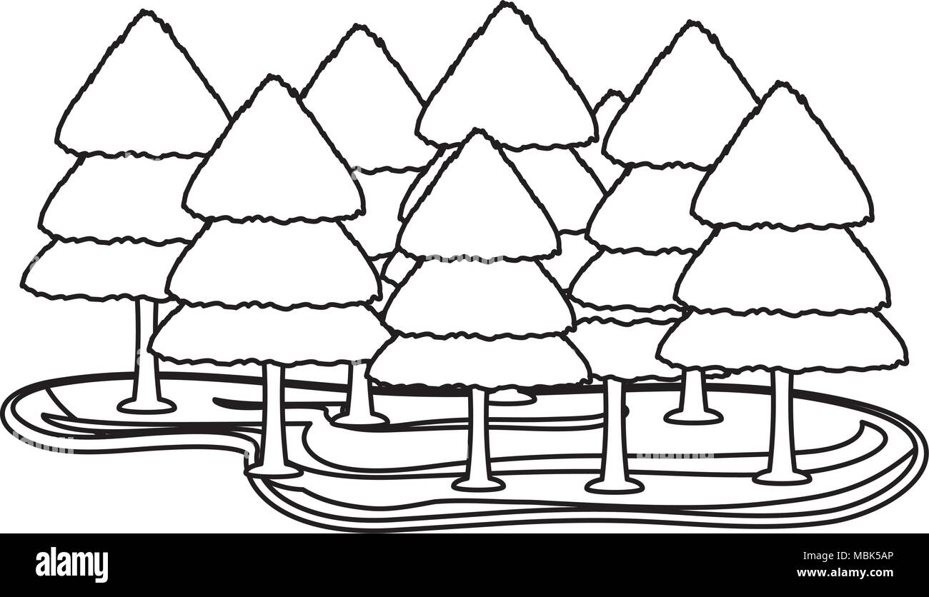 forest with pine trees over white background, vector illustration Stock ...